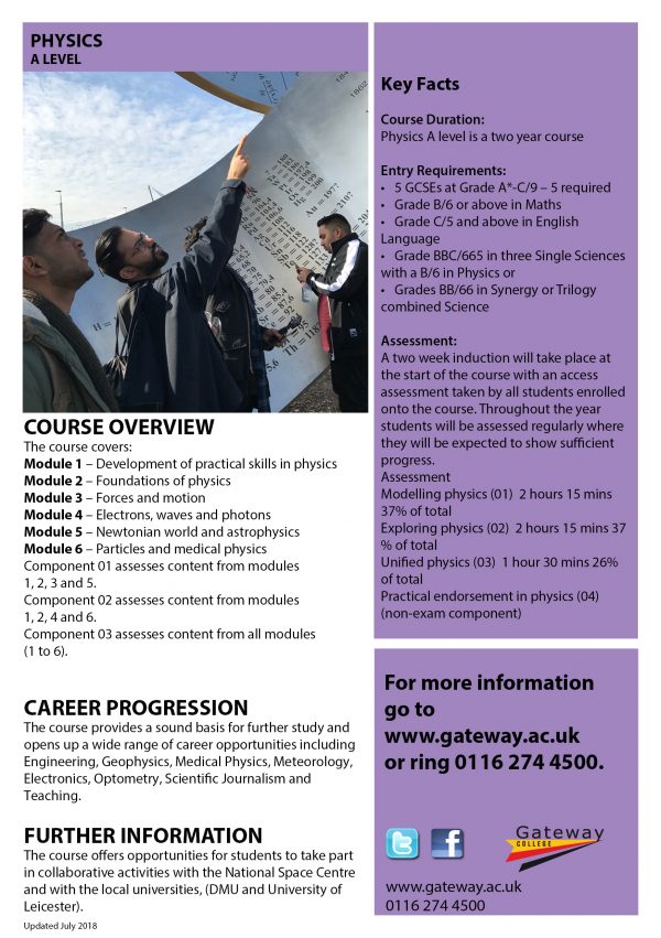 Physics A Level – Gateway College