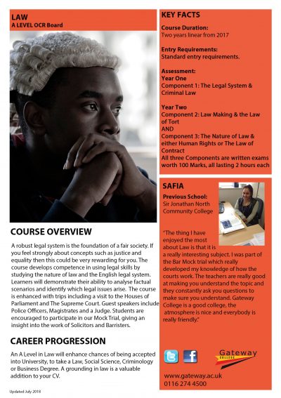 Law A Level – Gateway College