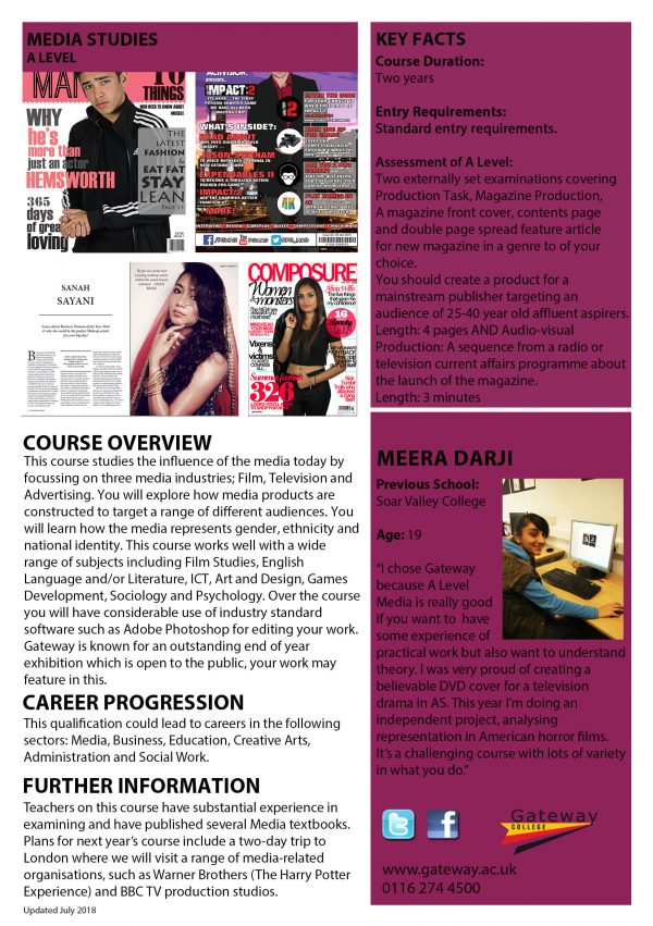 Media A Level – Gateway College