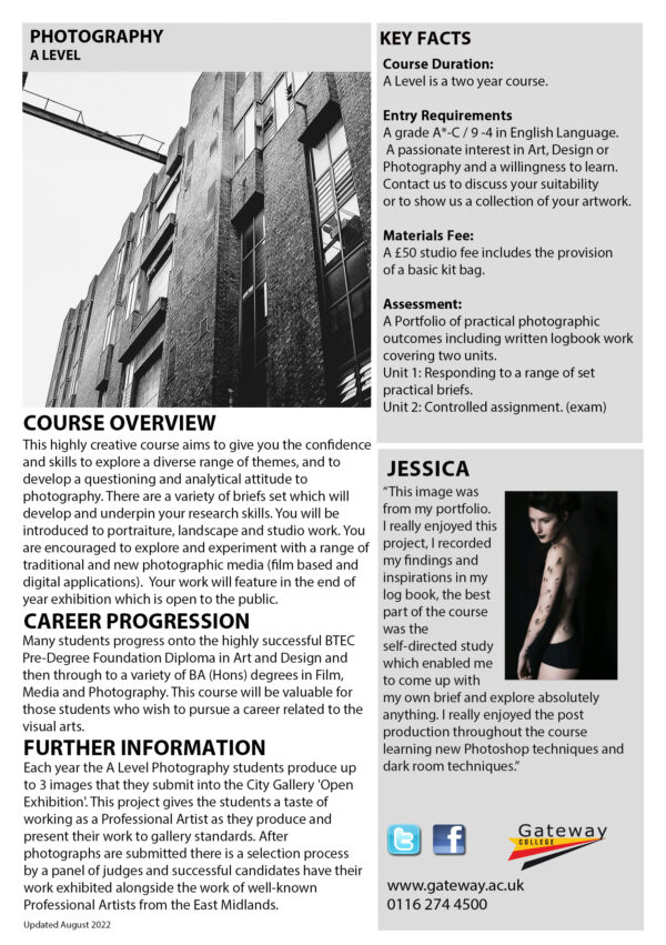 Photography A Level – Gateway College