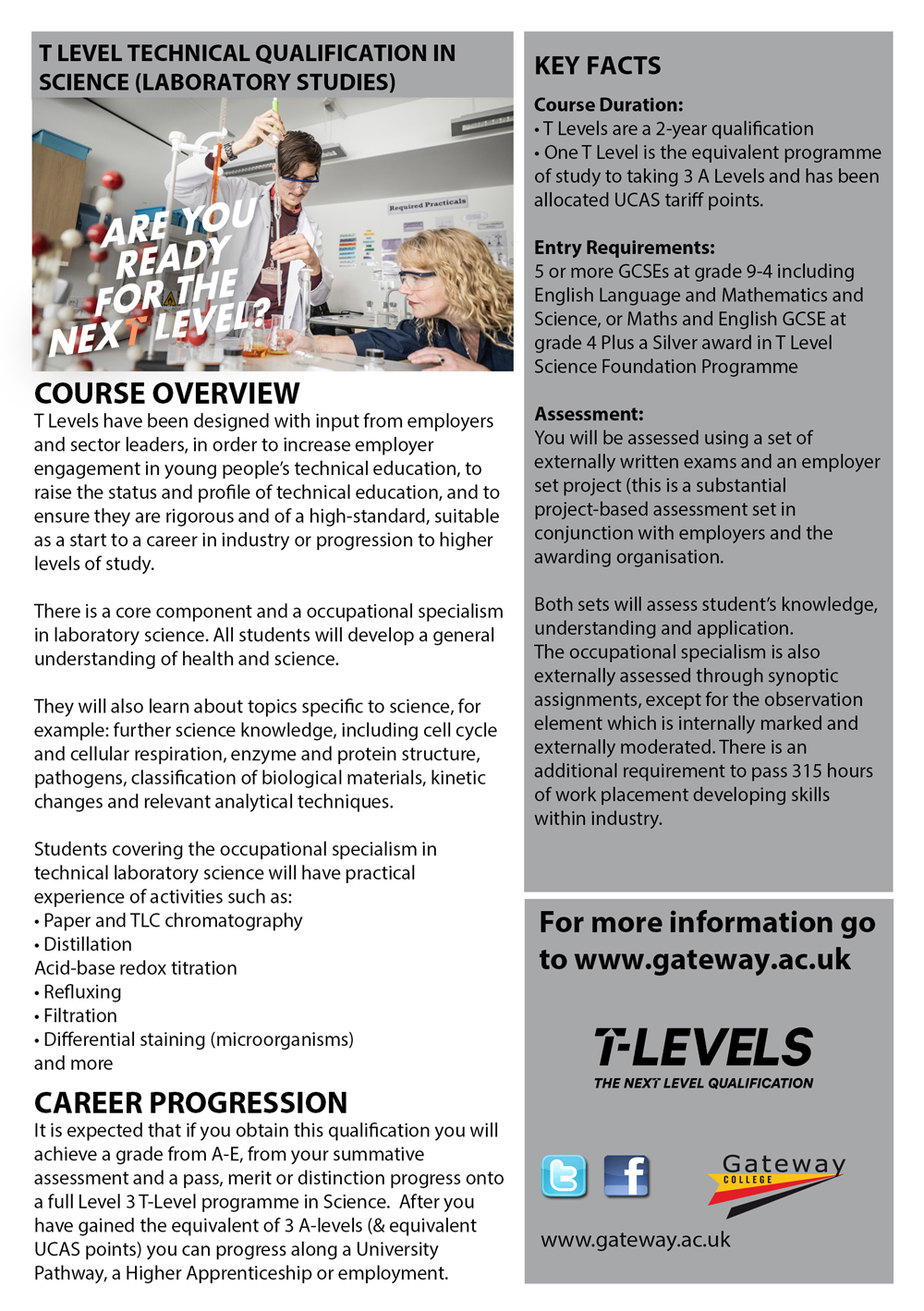 T Level Science – Gateway College