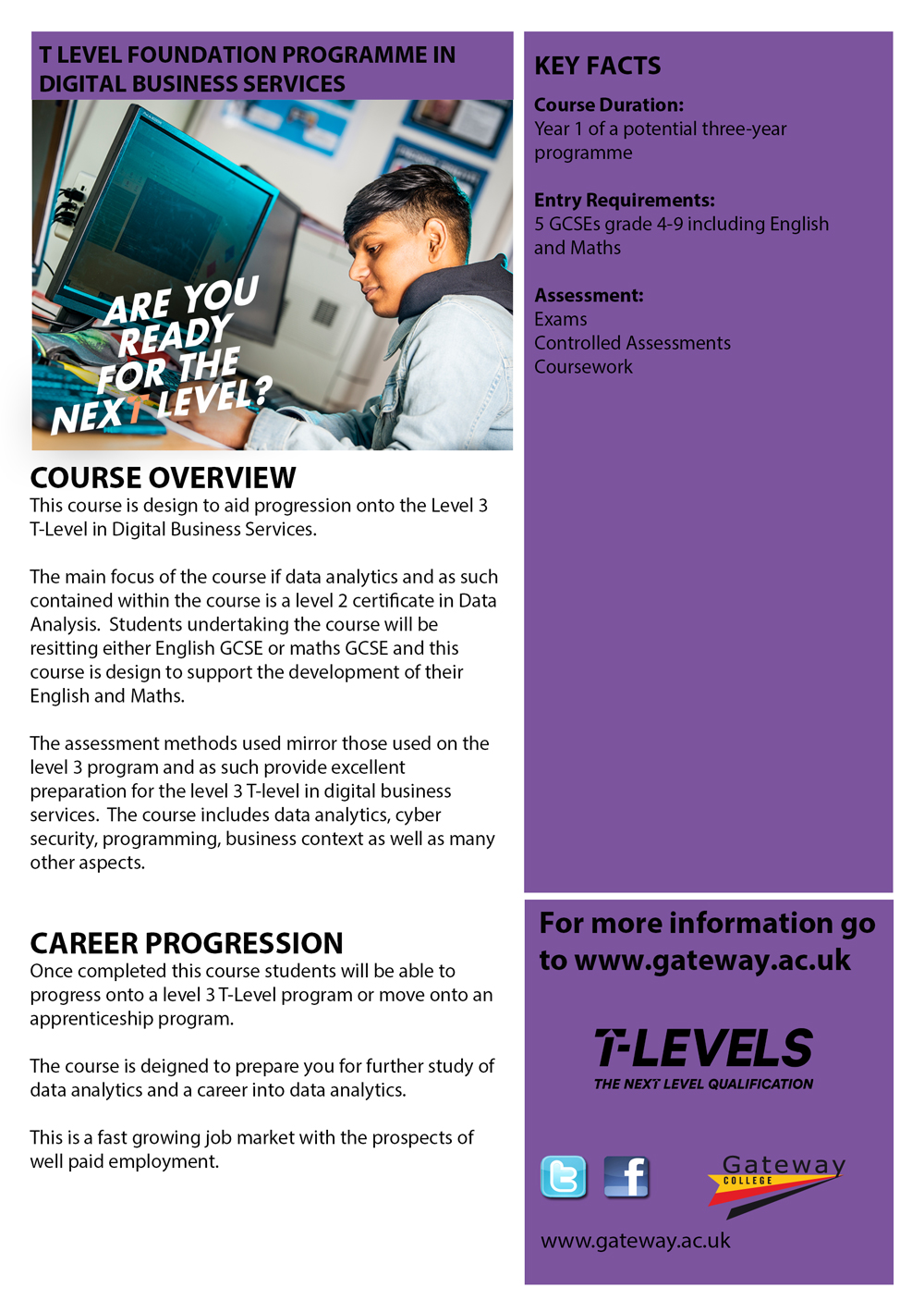 T Level Foundation: Digital – Gateway College